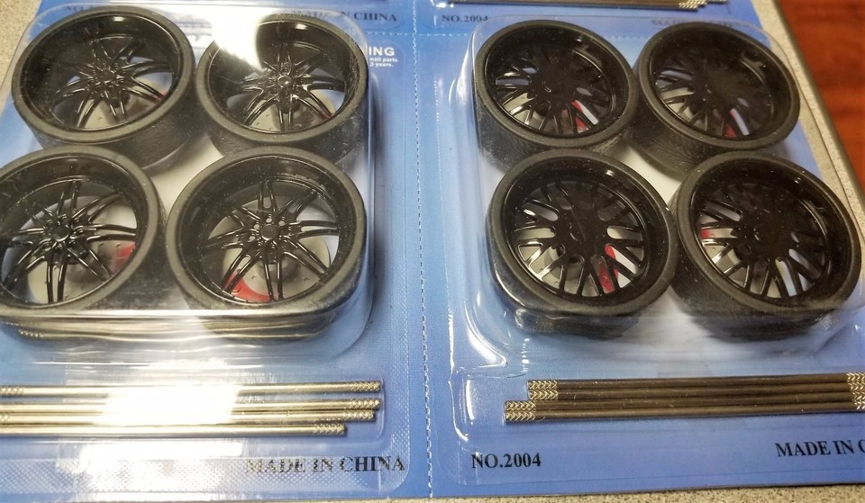 BLACK REPLACEMENT WHEELS & TIRES SET RIMS FOR 1/18 SCALE CARS AND ...