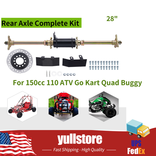 28" Rear Axle Complete Kit 3 Hole Wheel Hub For 150cc 110 ATV Go Kart ...