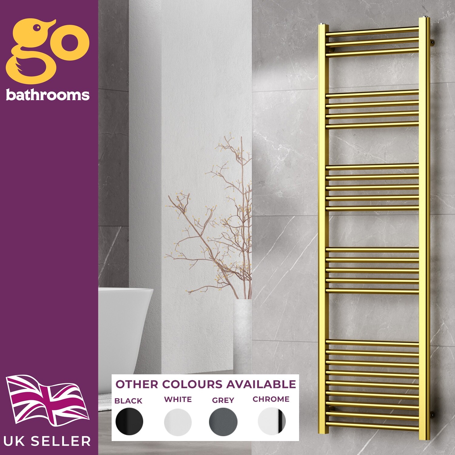 Heated Towel Rail Bathroom Radiator Gold Black Ladder Rail White Grey ...