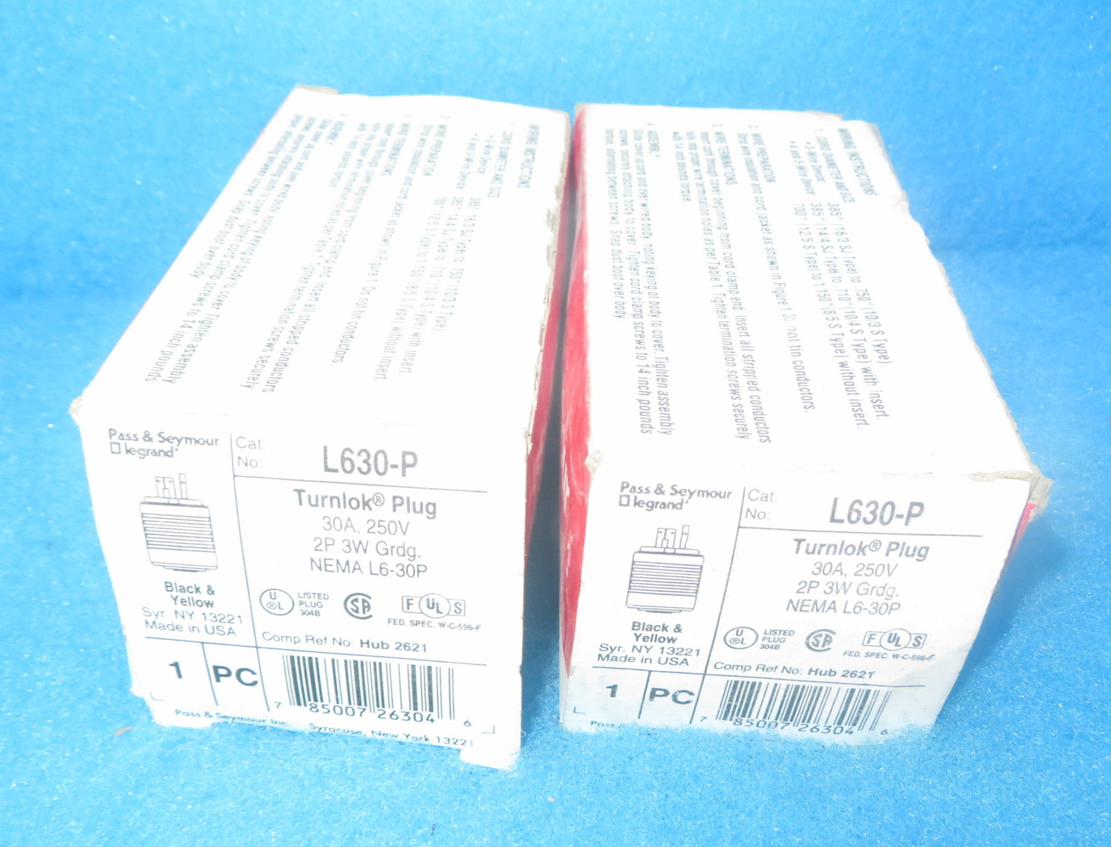 Lot of 2 NIB Pass and Seymour L630-P 30A Turnlok Plug + 1 Year Warranty ...