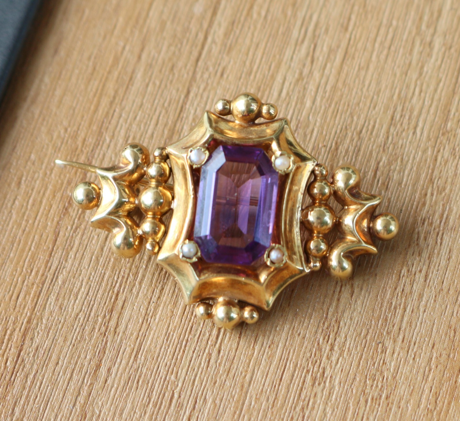 Antique Victorian French 18k Gold Amethysts Pearls Earrings & Brooch ...