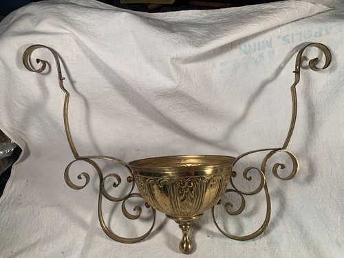 Antique Cast Brass Victorian HANGING Oil LAMP Frame Harp c1880s | eBay