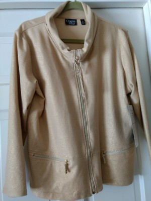 Onque Casuals Size L Zip Front Glitter Jacket In Sandbox - NWT | eBay