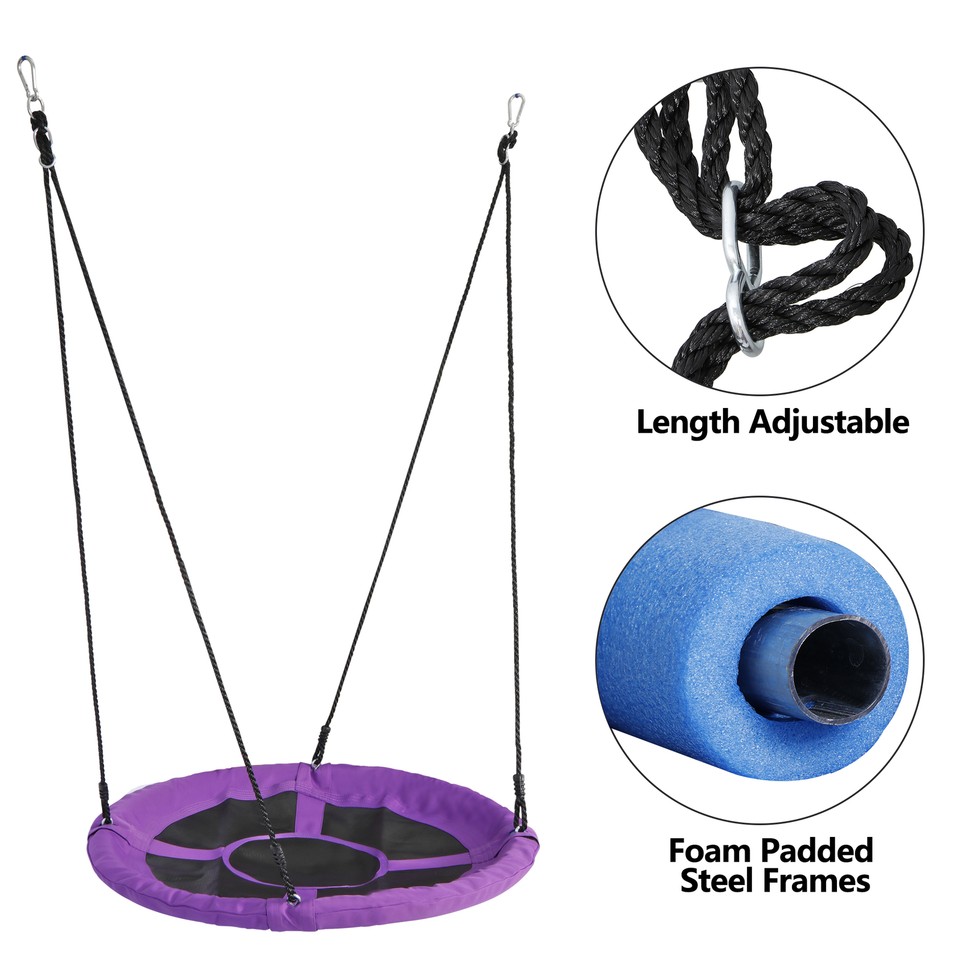40"Outdoor Round Safe Spider Swing w/ Ropes Adjustable for Kids Yard ...
