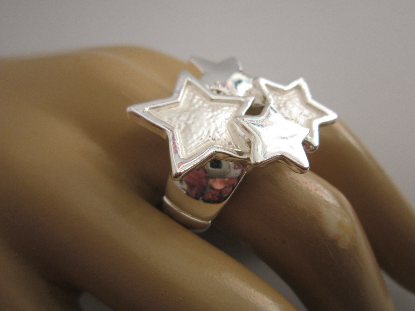 Cocktail Ring Fingerring Damenring Stretchring Silber Sterne Stern Alu ...