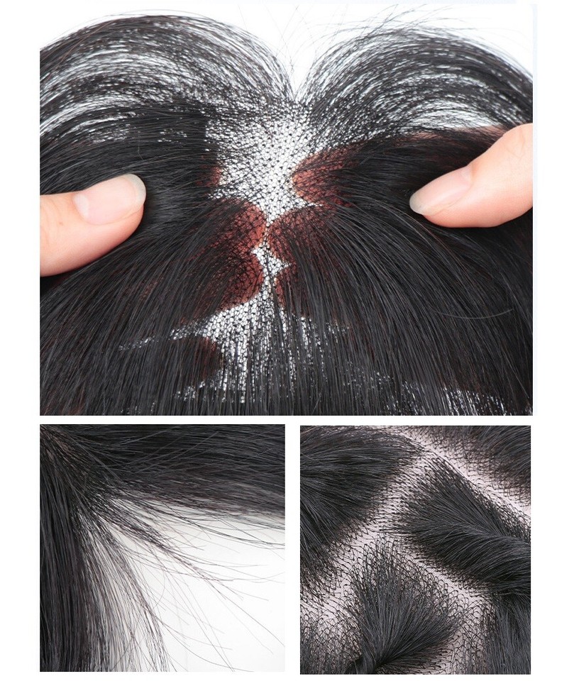 2.75"x4"Traceless 100%Human Hair Topper Cover Forehead Top or As Fringe ...