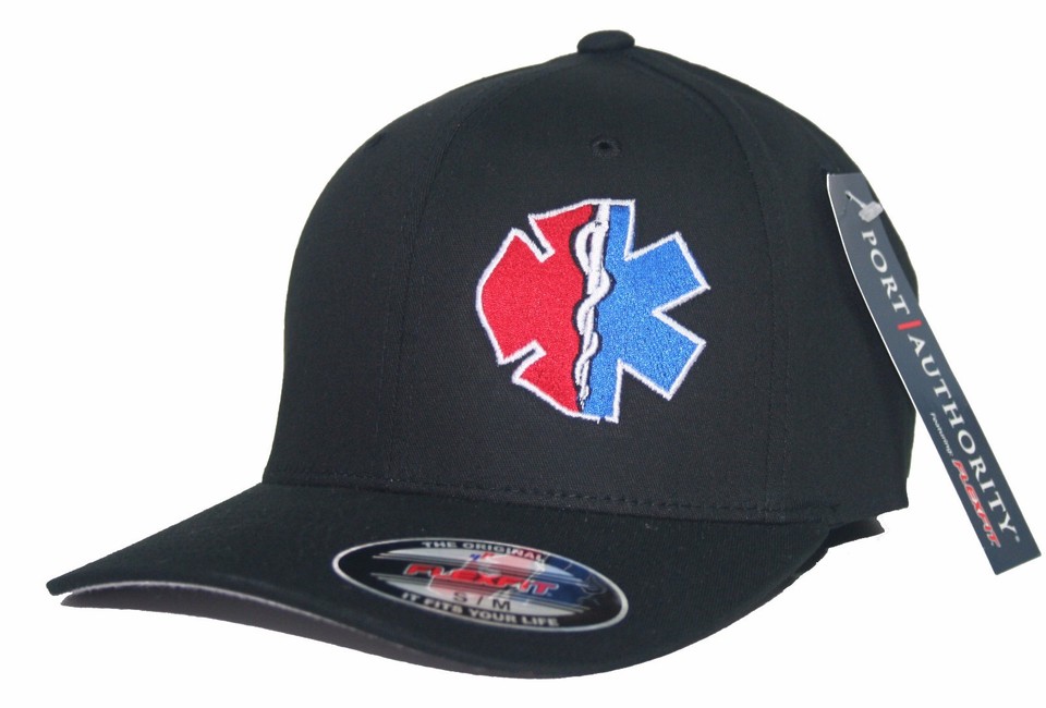 Fire Rescue Hat Maltese Cross Star of Life Flexfit Fitted Paramedic EMT ...