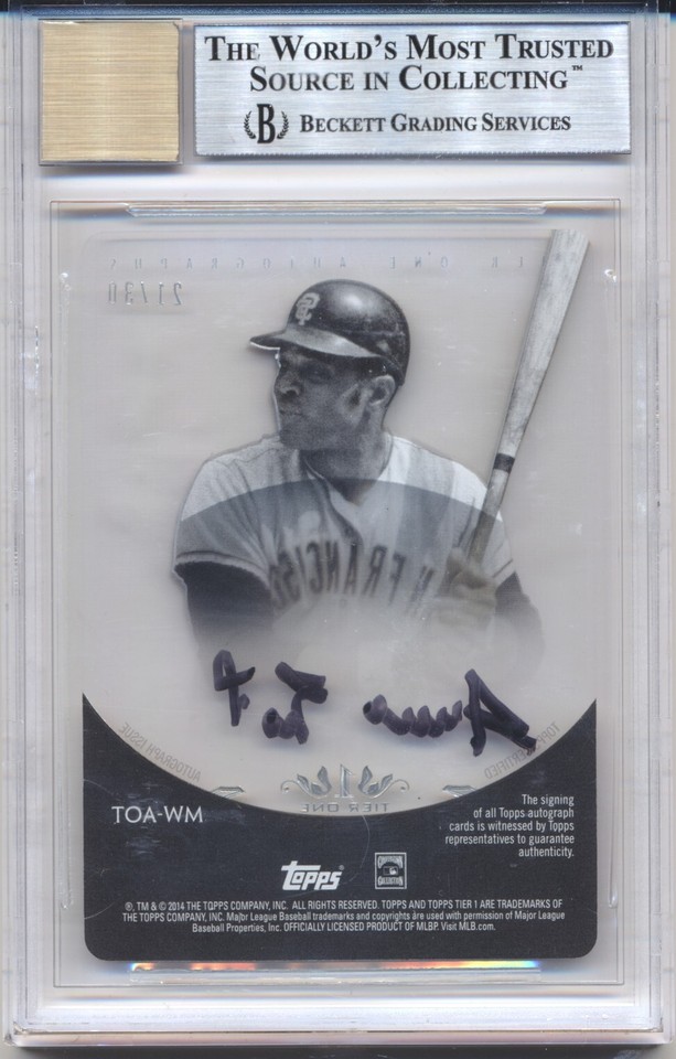 WILLIE MAYS 2014 Topps Tier One Acetate 21/30 Auto BGS 9/10 | eBay