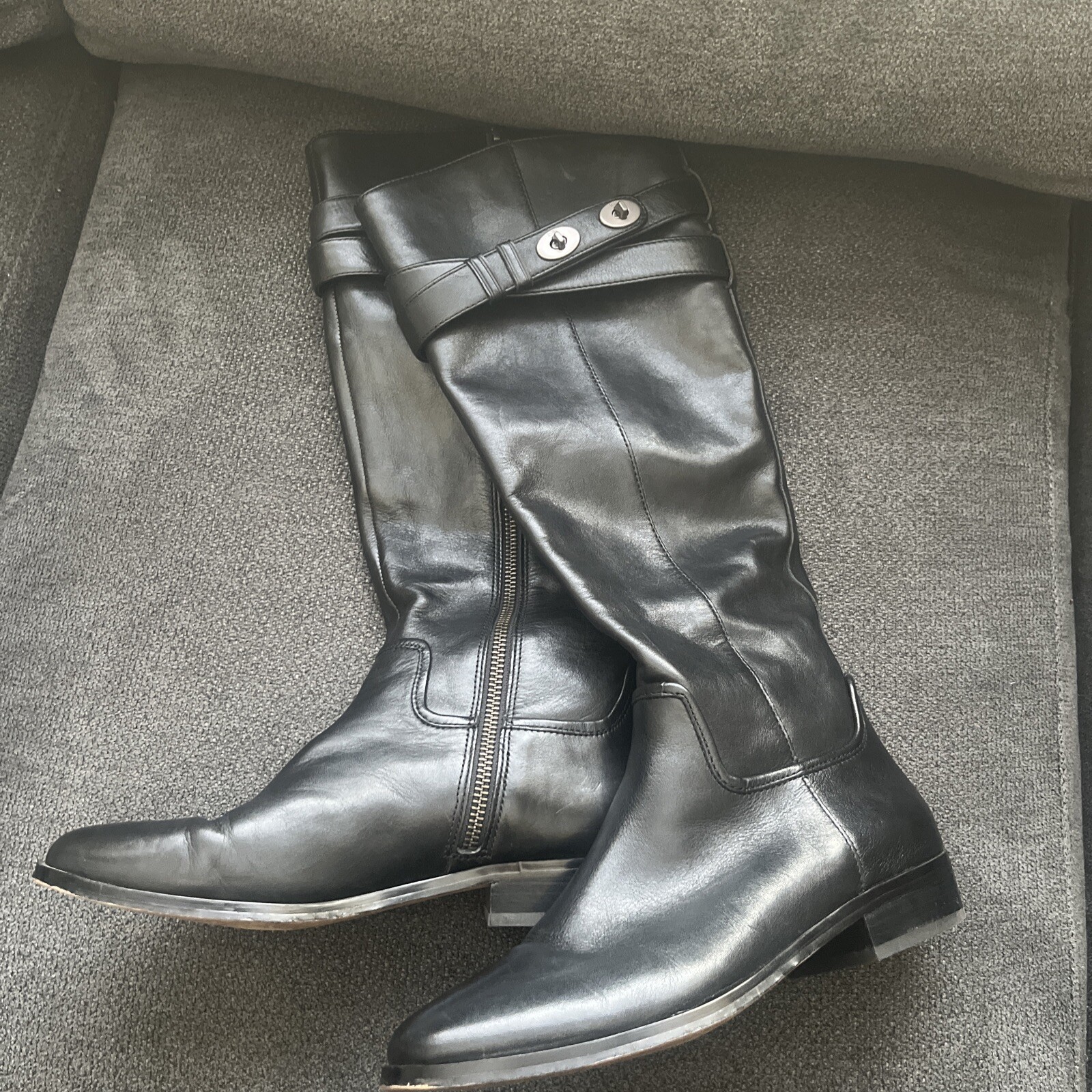 Coach Linette Tall Leather Riding Boots Black Size 6B - Gem