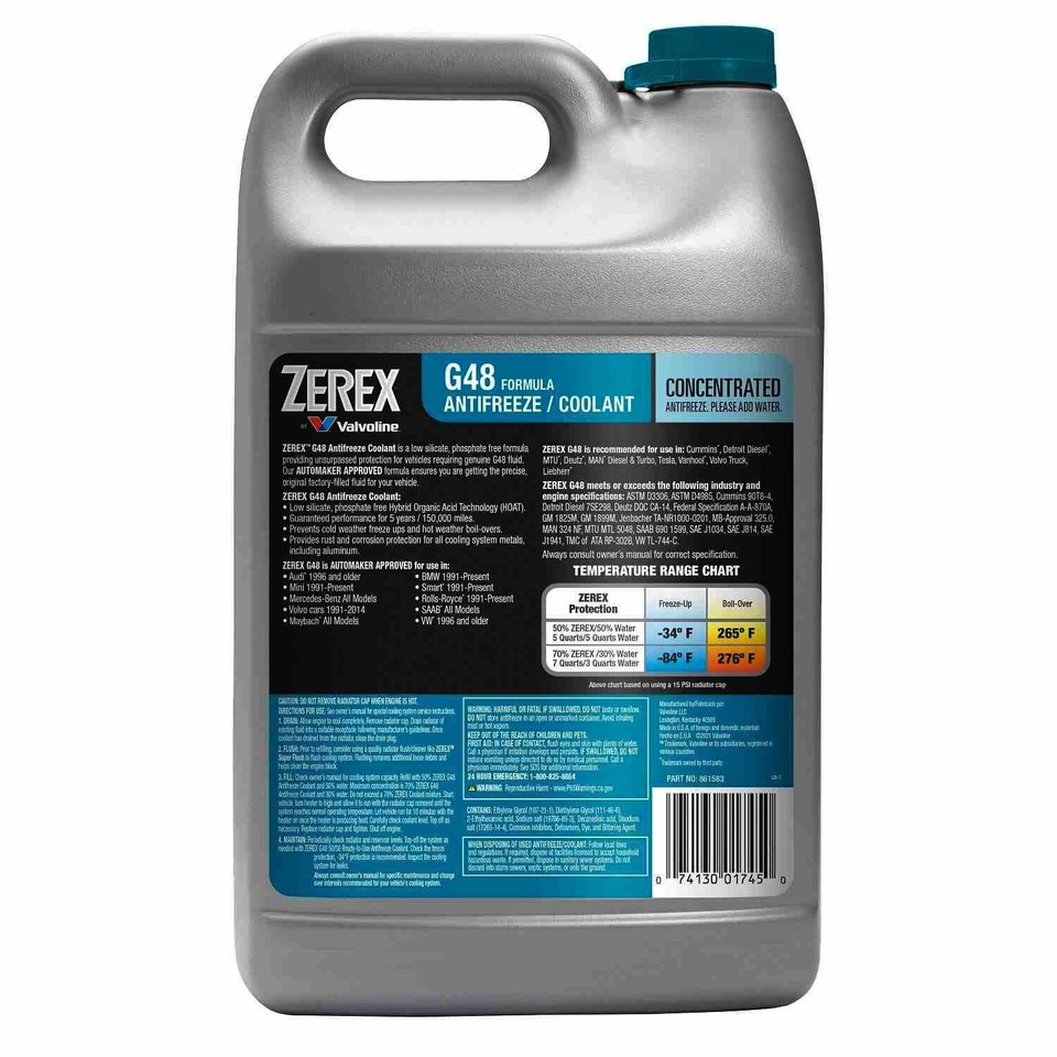 1x Gallon OEM ZEREX-G48 (BLUE) Engine Coolant Antifreeze For MERCEDES ...