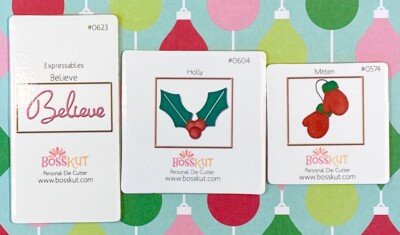 Lot BOSSKUT DIES Christmas holly believe mittens noel xmas mistletoe ...