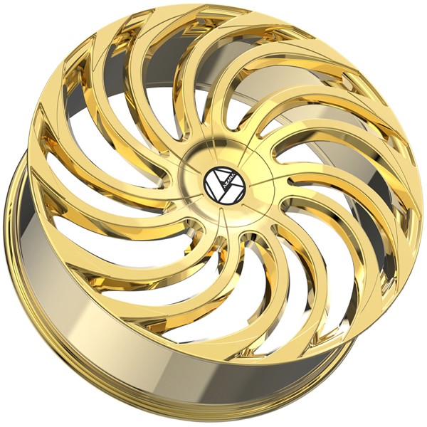(Set of 4) Azara AZA-534 24x9 5x115/5x120 +15mm Gold Wheels Rims 24 ...
