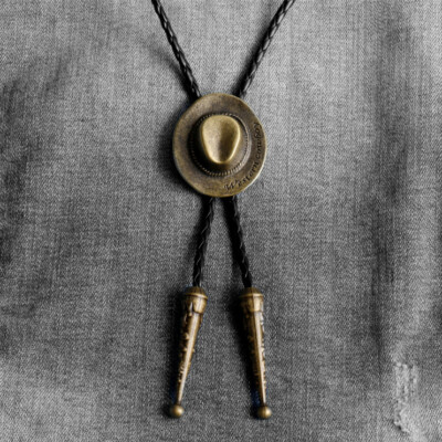 Cowboy Hat Mens Bolo Tie Wedding Necklace Leather Rope Western Cowboy ...