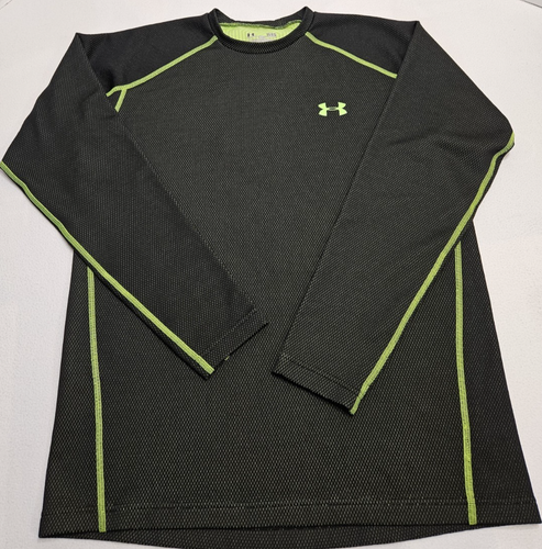 Mens Under Armour Green Neon Cold Gear FITTED Crew Neck LS Shirt Size ...