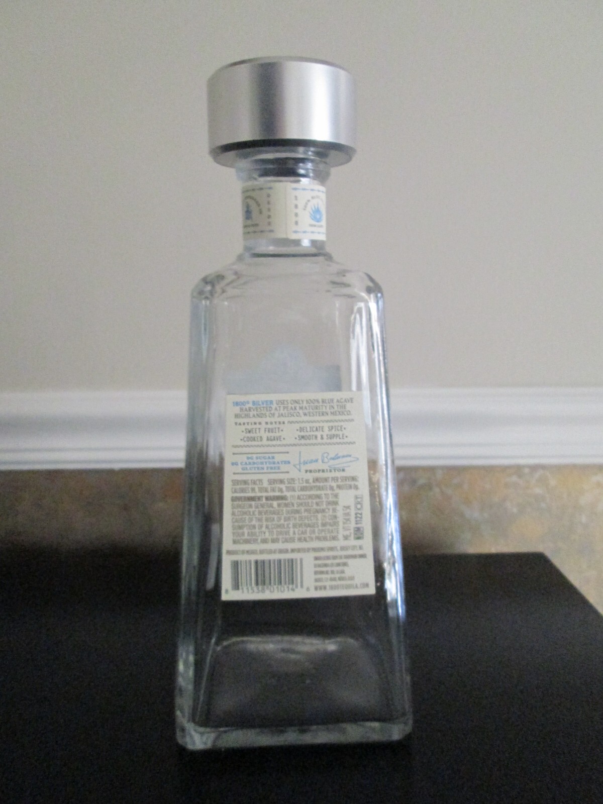 Lot of 3 Empty 1 Liter 1800 Silver Tequila Bottles, Glass, With Caps | eBay