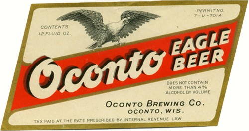 OCONTO BREWING EAGLE BEER LABEL T SHIRT OCONTO WISC SMALL THRU XXXLARGE ...