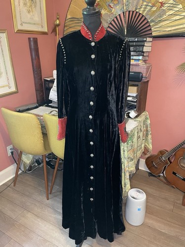 Double D Ranch Western Wear black velvet duster jacket with red suede S ...