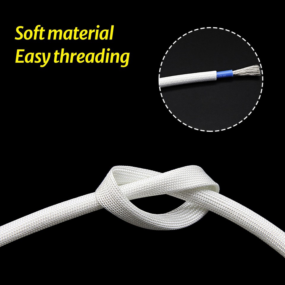 White Ø1mm~40mm Fiberglass Sleeving Cable Wire Insulation Sheath 600°C ...
