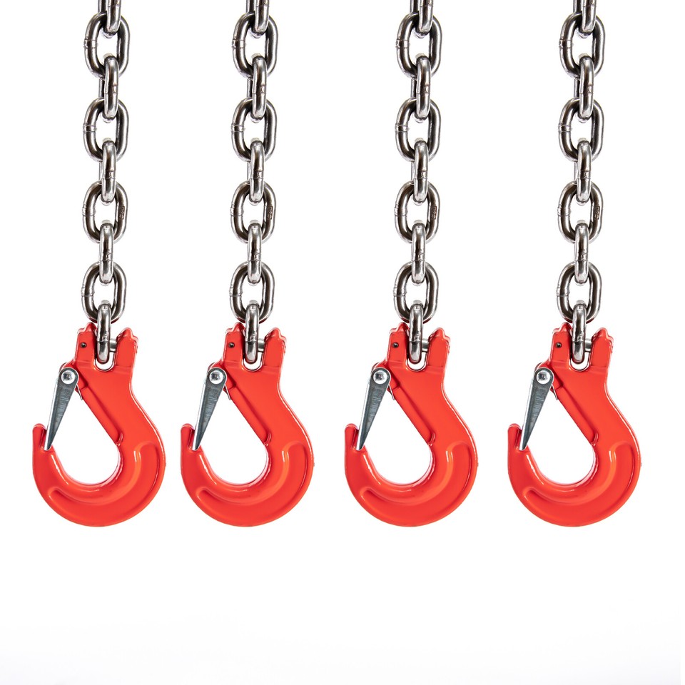 5FT/10FT/13FT Chain Sling 4 Legs with Sling Hooks Grade Lifting Chain ...