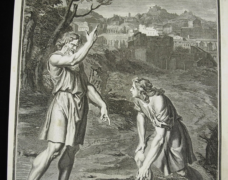 Antique Biblical Etching prophétie d'Achias à Jeroboam 1728 B Picart ...