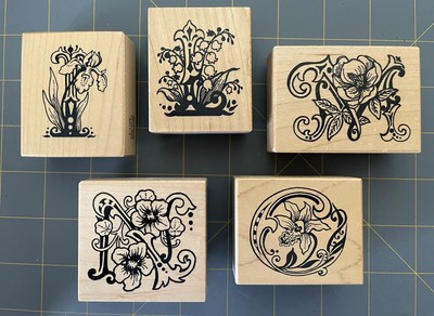 RARE PSX RUBBER STAMPS ~ PRETTY BOTANICAL FLORAL LETTER DESIGNS EUC YOU ...