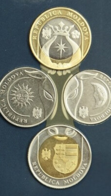 Moldova 🇲🇩 4x Coins Set 2018 1 Leu To 10 Lei 10 UNC Bull Head Animal ...