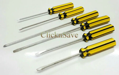 6 Piece Phillips & Slotted SCREWDRIVER SET Free Storage Rack Tools ...