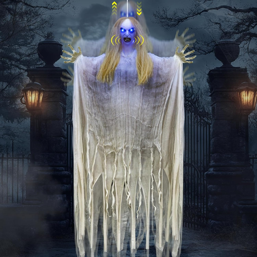 35" Motion Ghostly Bride Animatronic Halloween Decor Sound LED Eyes ...