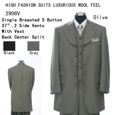 Men's 5 Buttons Jacket, Back Center Split, Double Vents With Collared ...