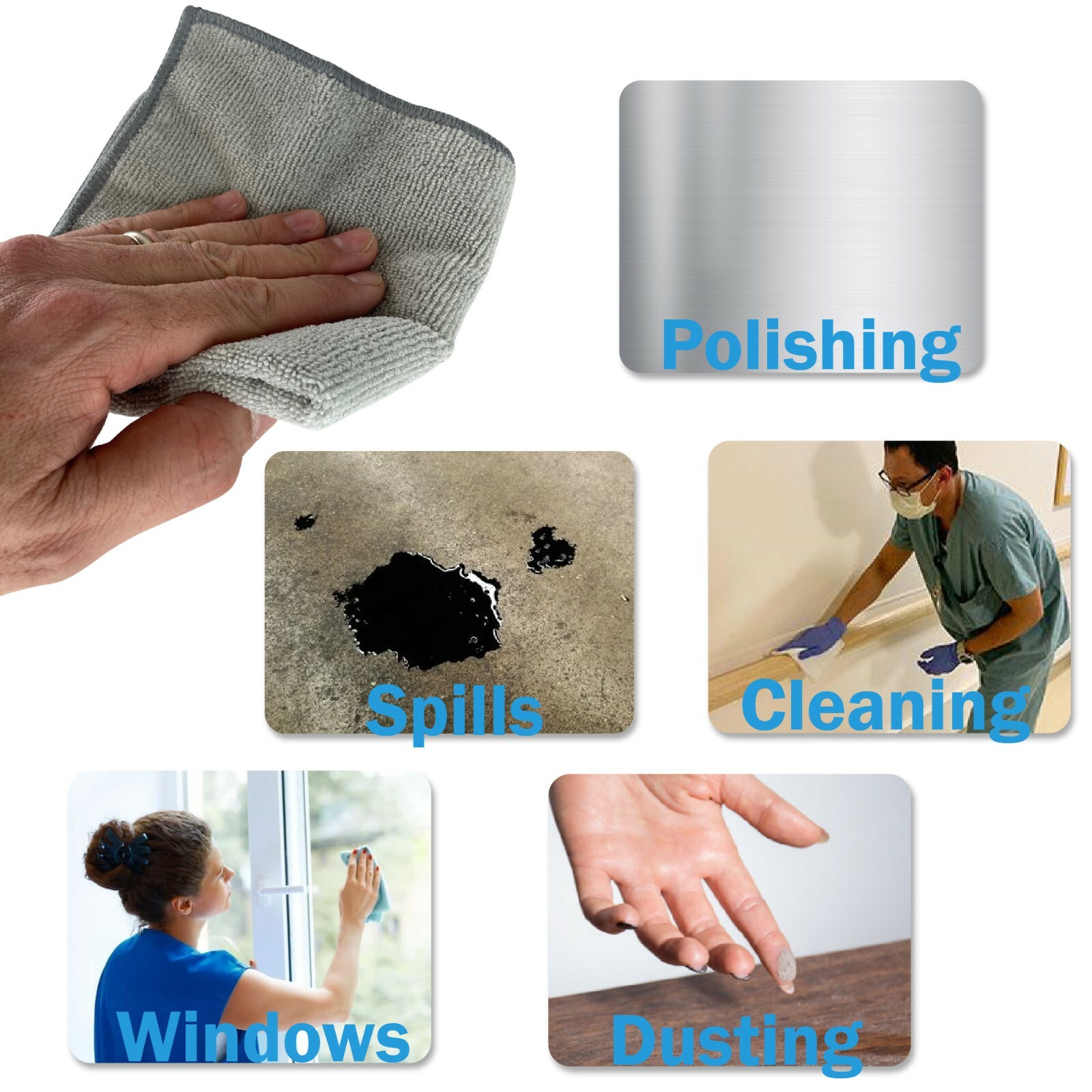 12 PACK Antibacterial Microfiber XL 12"x12" Silver Shield Chemical Free ...