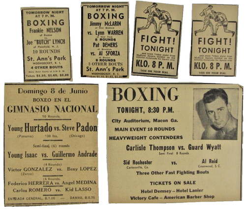 Vintage 1922-53 Various Boxing Boxer Match Newspaper Print Ads | eBay