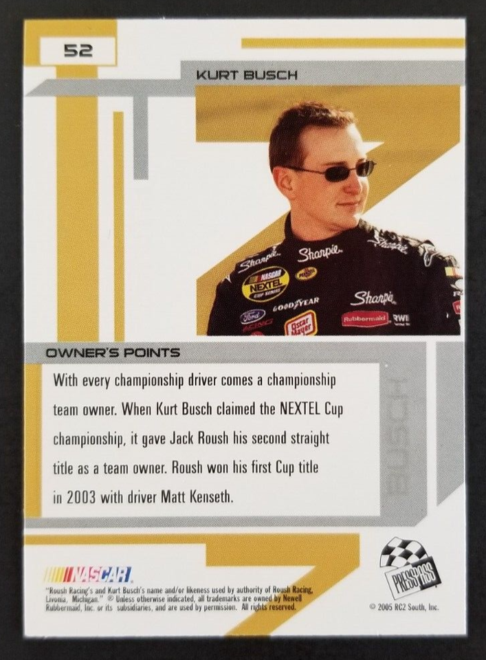 2005 Press Pass Eclipse Kurt Busch NASCAR Racing Card #52 (NM) | eBay