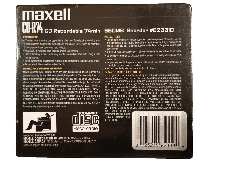 MAXELL CD-R Compact Disc Audio Recordable 74 Minute 650 MB 10 PACK NEW ...