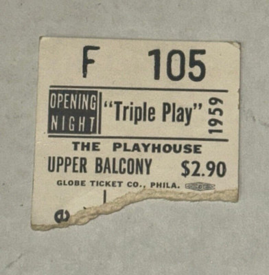 Triple Play Ticket Stub The Playhouse NYC Opening Night Broadway Show ...