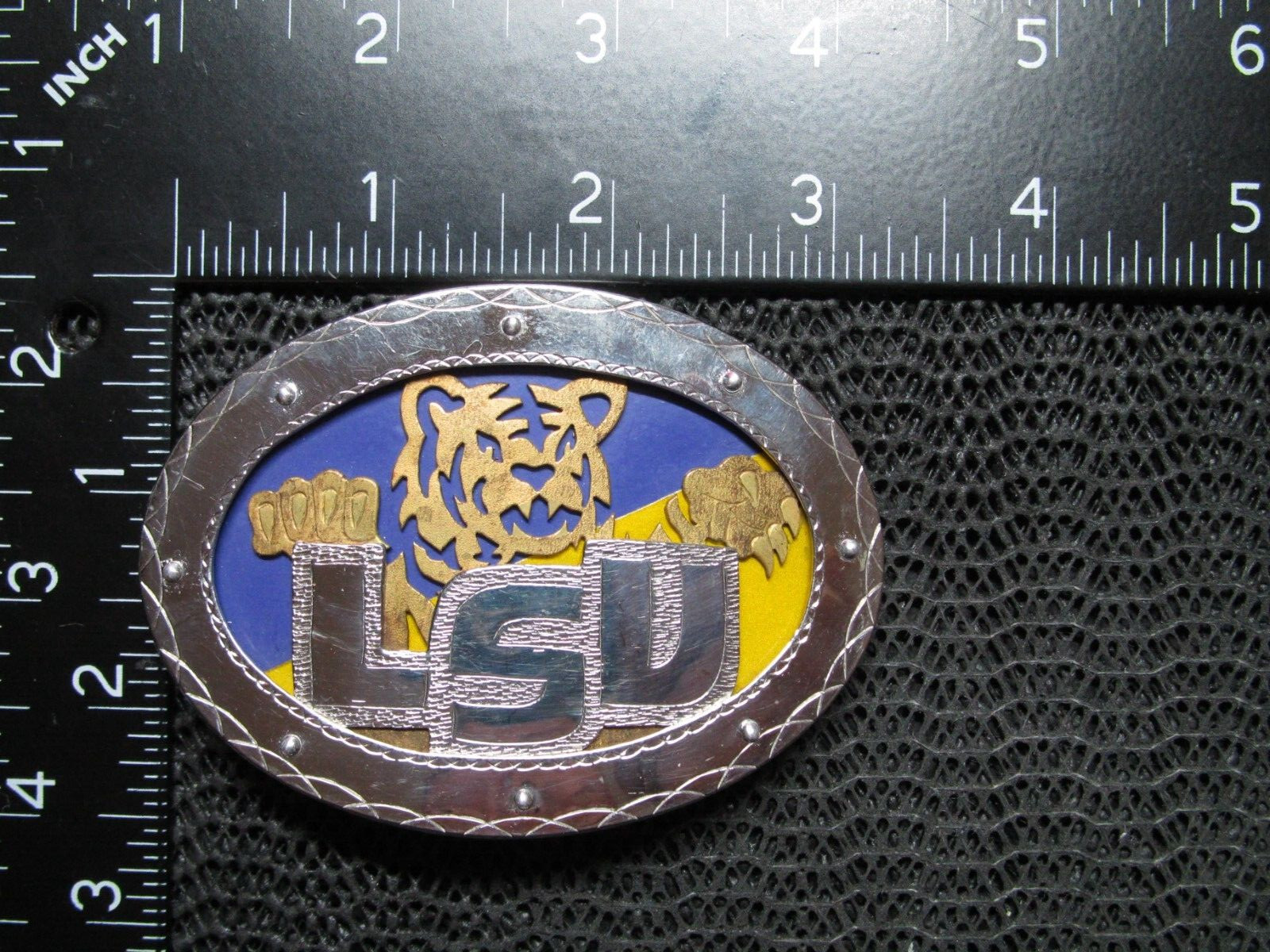 CUSTOM LSU TIGER FOOTBALL SHADOW BOX BELT BUCKLE! VIN… - Gem