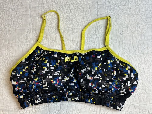 Fila Performance Sport Racerback Sports Bra Size Yellow Trim Soft Cups ...