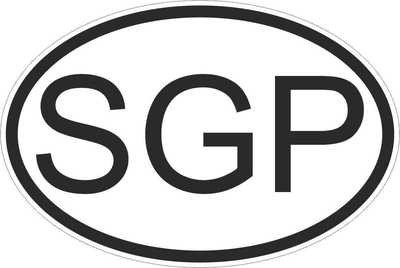 OVAL sticker flag country code bumper decal car singapore singaporean ...