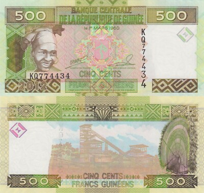 Guinea 500 Francs (2012) - Woman/Minehead/p39b UNC | eBay