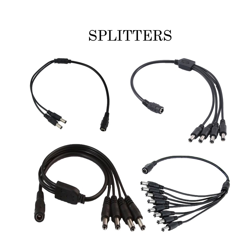 DC Splitter Cables For CCTV Camera's 2 / 4 / 6 / 8 Way Splitter Power ...