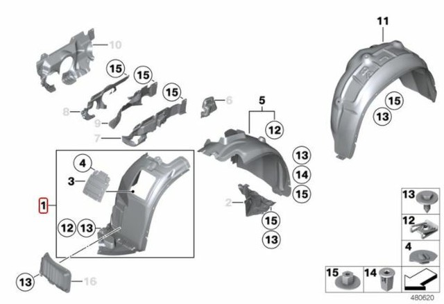 BMW 51717290159 Genuine OEM FT Fender Liner for sale online | eBay