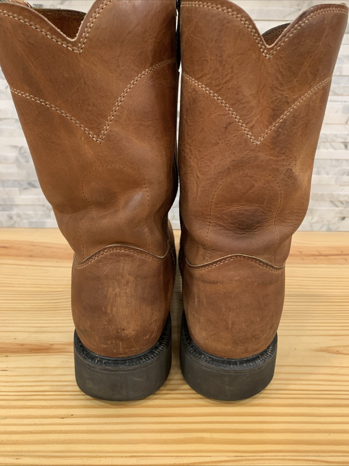 Justin Leather Work Boots Men’s Size 13 D 4764 Steel Toe Pull On | eBay