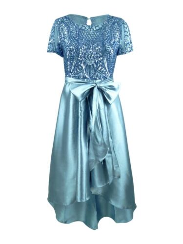 Randm Richards Womens High Low Sequin Embellished Gown 14 Blue Ebay