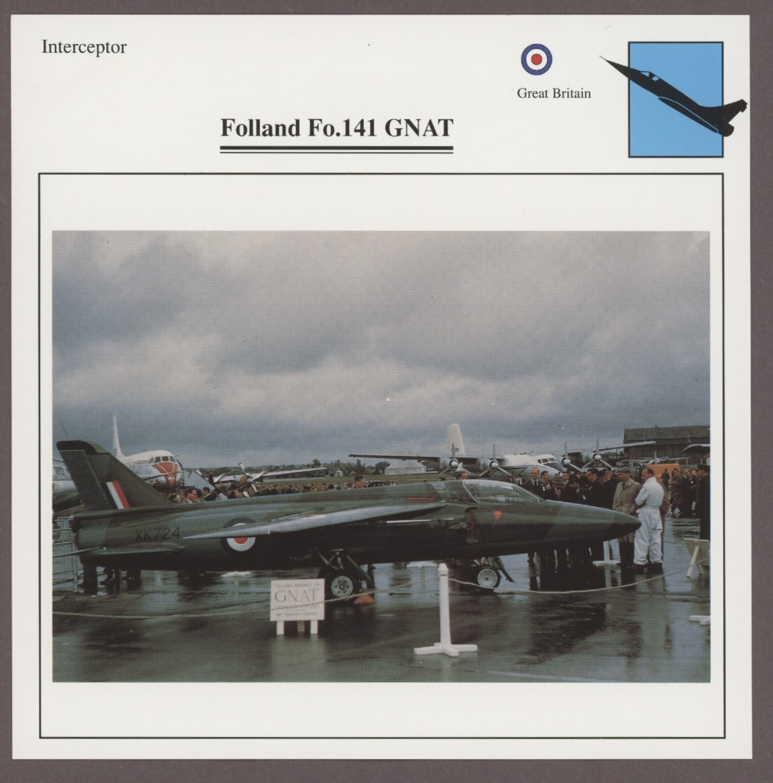 Folland Fo.141 Gnat Edito Service Warplane Air Military Card Great ...