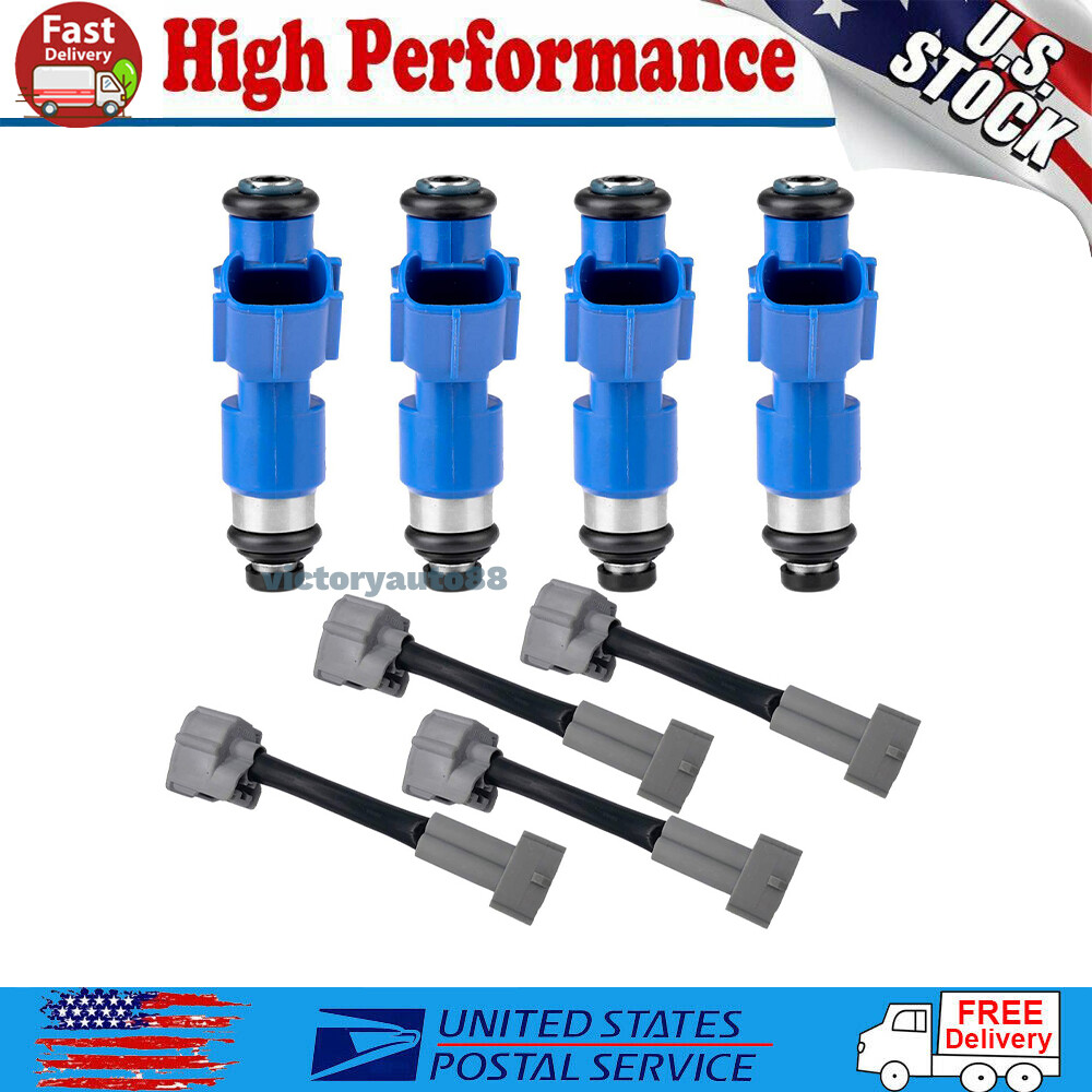 4X 410cc Fuel Injectors W/Plug&Play Adapters For Civic Acura RDX RSX ...