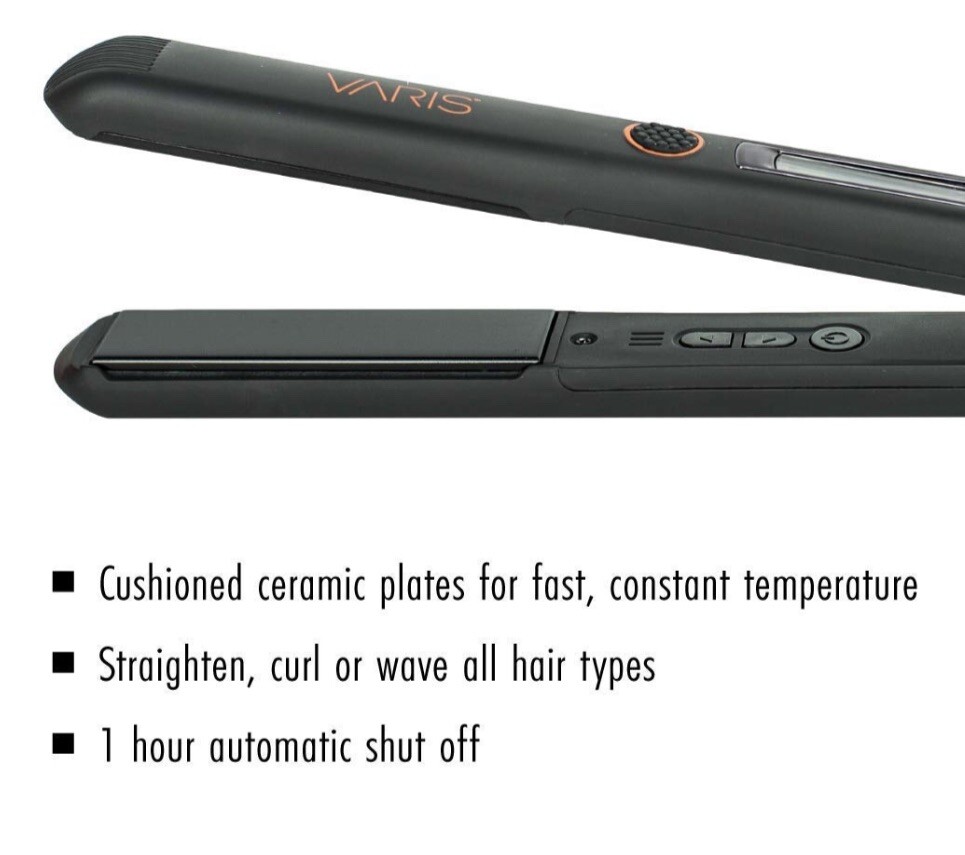 Varis Smoother Flat Iron 1 inch Hydroionic Crystals Hair Straightener ...