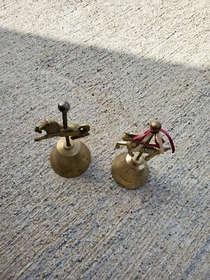 Lot of 2 Enesco Brass Carousel Bells with Horses | eBay