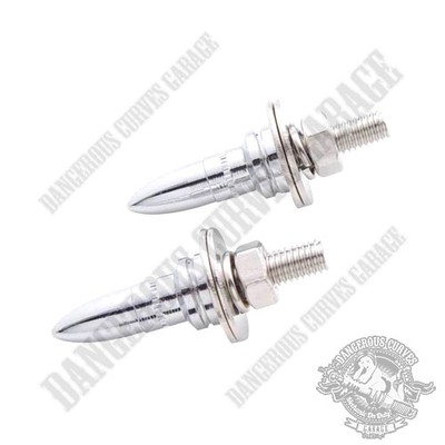 2 Show Chrome Metal Spike License Plate Frame Bullet Bolts - Touring ...