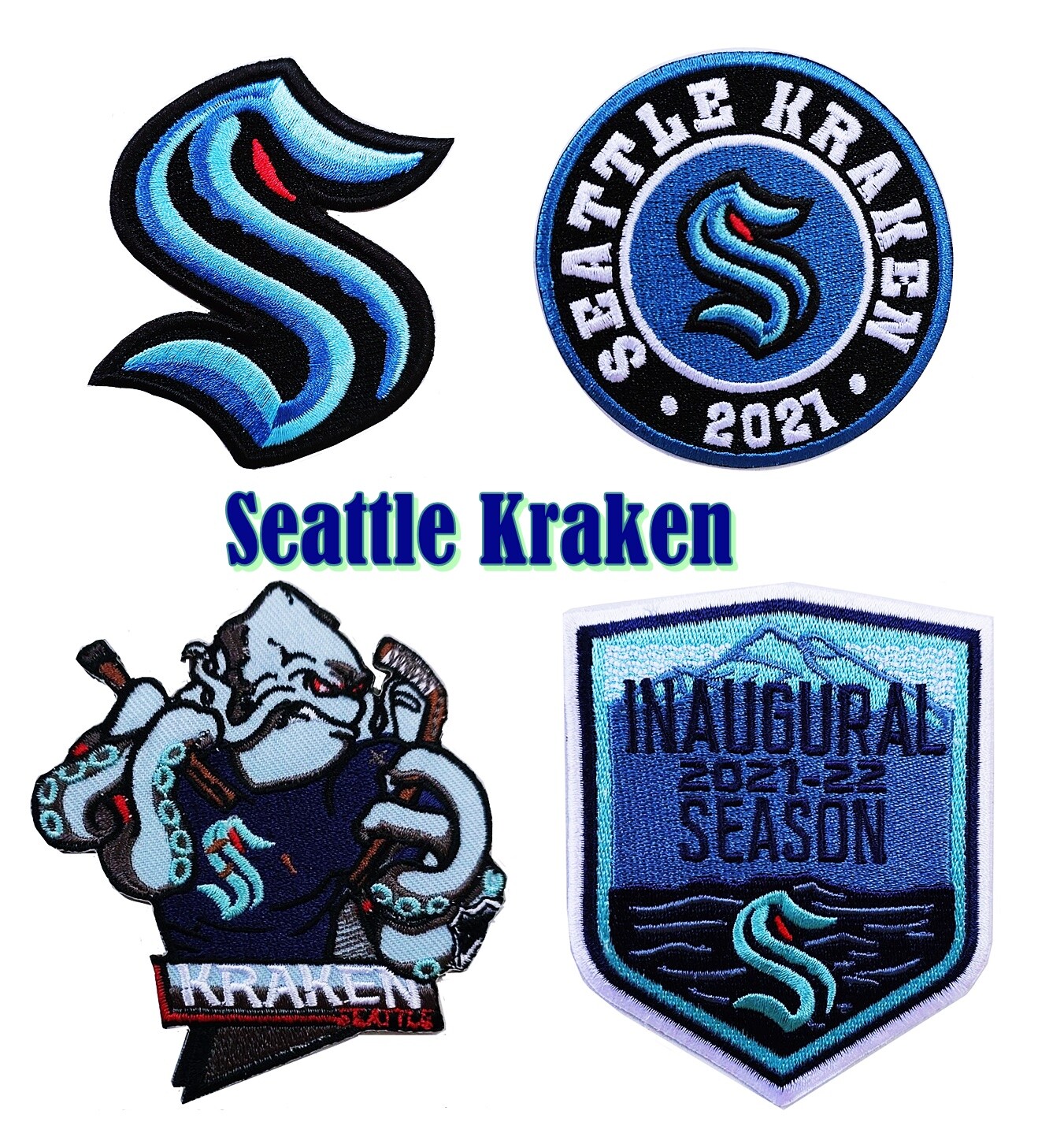 Seattle🏒Kraken Sport Patches Logo Iron,Sew on(Select options) Thai ...