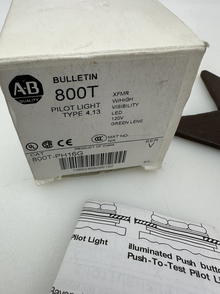 ALLEN BRADLEY 800T-PH16G Green Pilot Light 120VAC 30.5mm Type 4/13 ...