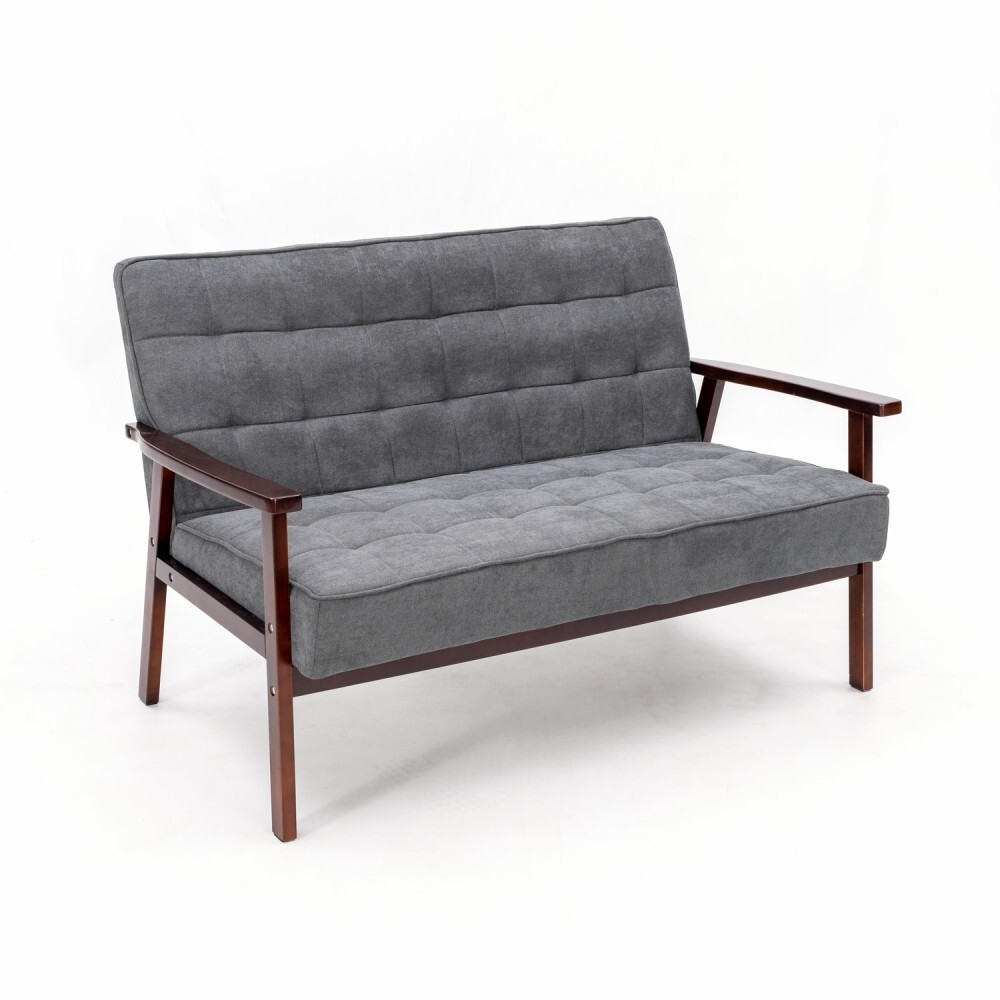 2 Seater Fabric Love Seat Sofa with Solid Wooden Frame Couch Settee ...